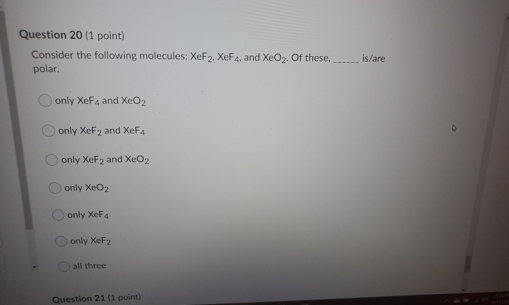 Solved Question 20 (1 point) Consider the following | Chegg.com