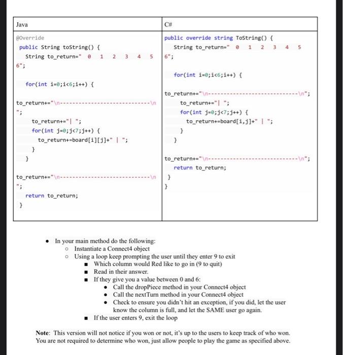 Solved Tasks: Create a custom Exception called Column Full. | Chegg.com