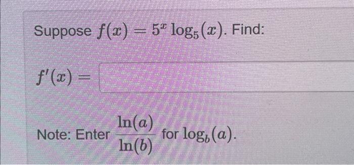 Suppose f(x)=ln5x+34x−5 f′(x)=Suppose y=(x2+8)3. (a) | Chegg.com