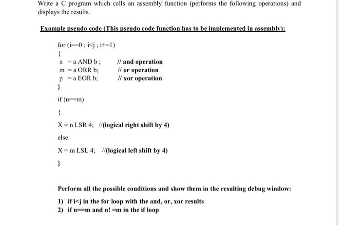 Solved Write a C program which calls an assembly function | Chegg.com