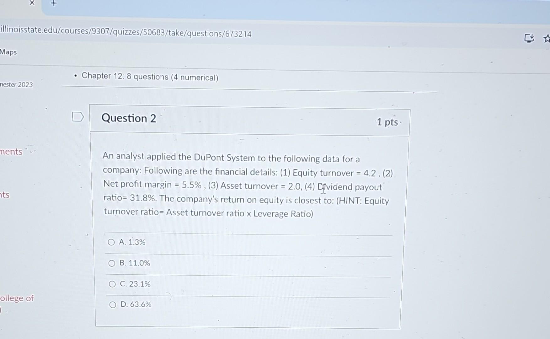 Solved An analyst applied the DuPont System to the following | Chegg.com