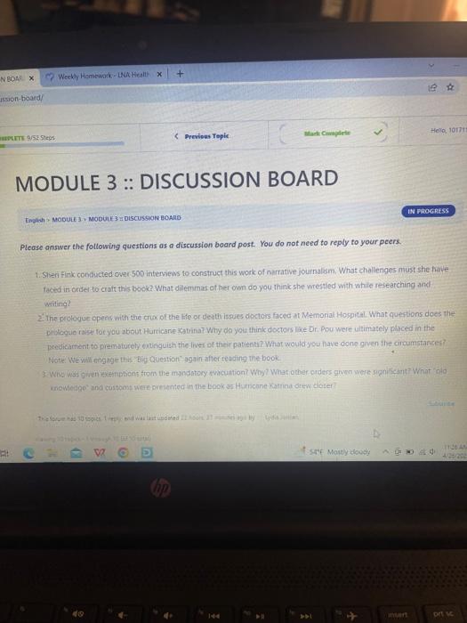 Solved At the book: Five days at Memorial by sheri | Chegg.com