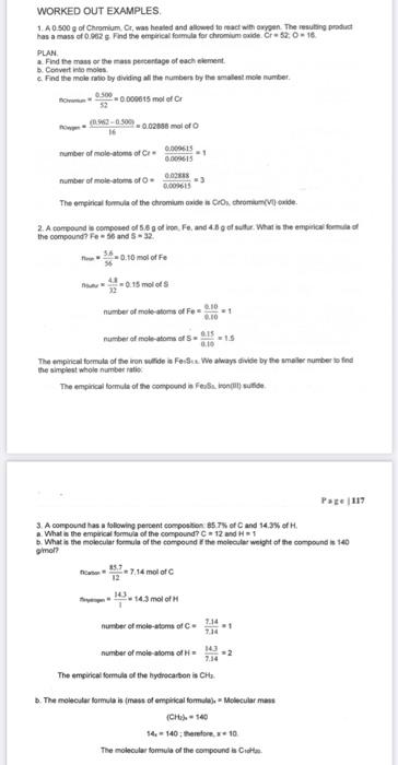 Solved WORKED OUT EXAMPLES 1. A 0.500g of Chromium. Or, was | Chegg.com