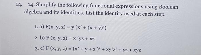 Solved 14. 14. Simplify the following functional expressions | Chegg.com