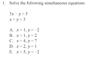 Solved Solve the following simultaneous | Chegg.com