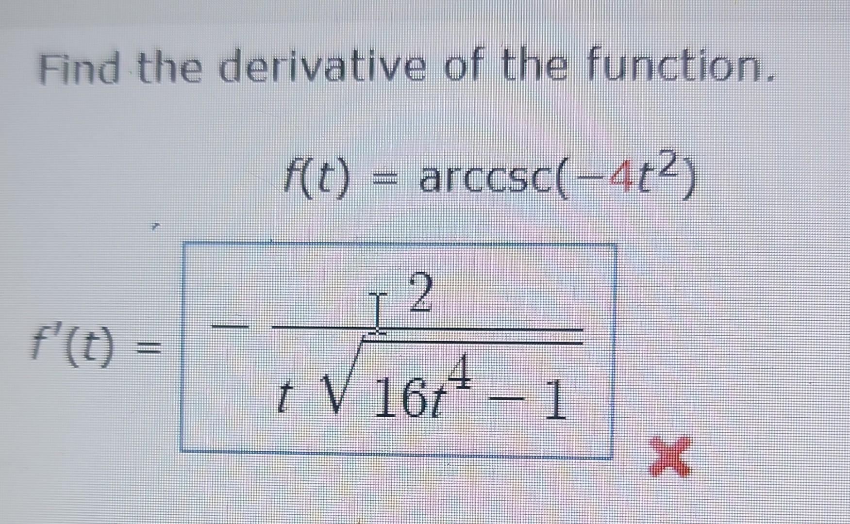 Solved Find the derivative of the function. | Chegg.com