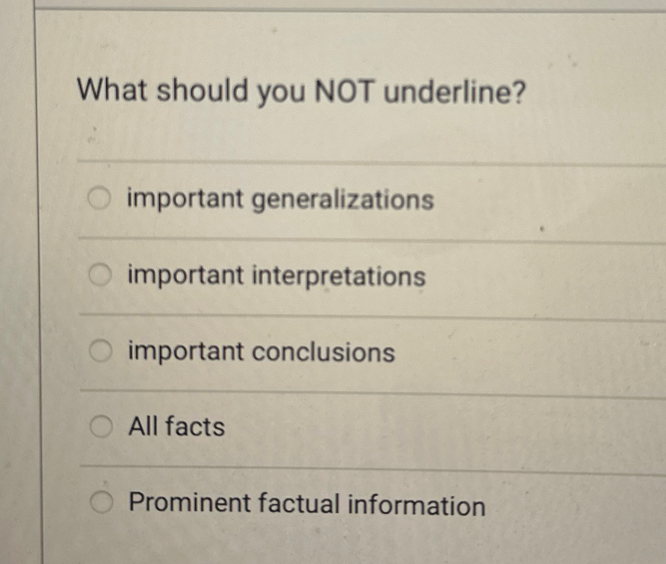 Solved What should you NOT underline?important | Chegg.com