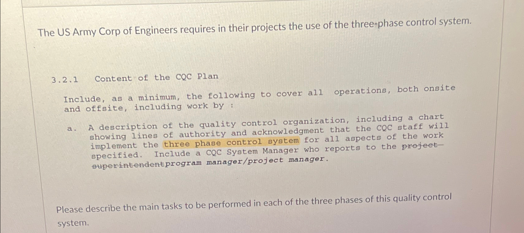 Solved The US Army Corp of Engineers requires in their | Chegg.com