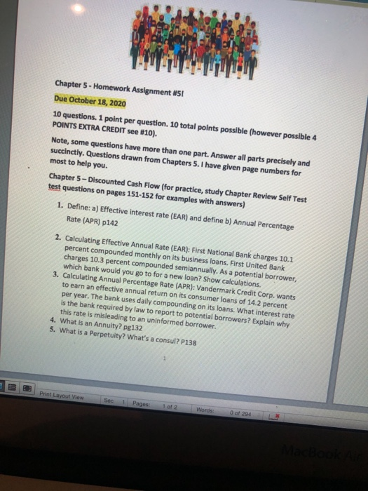 Solved Chapter 5 - Homework Assignment #s! Due October 18, | Chegg.com