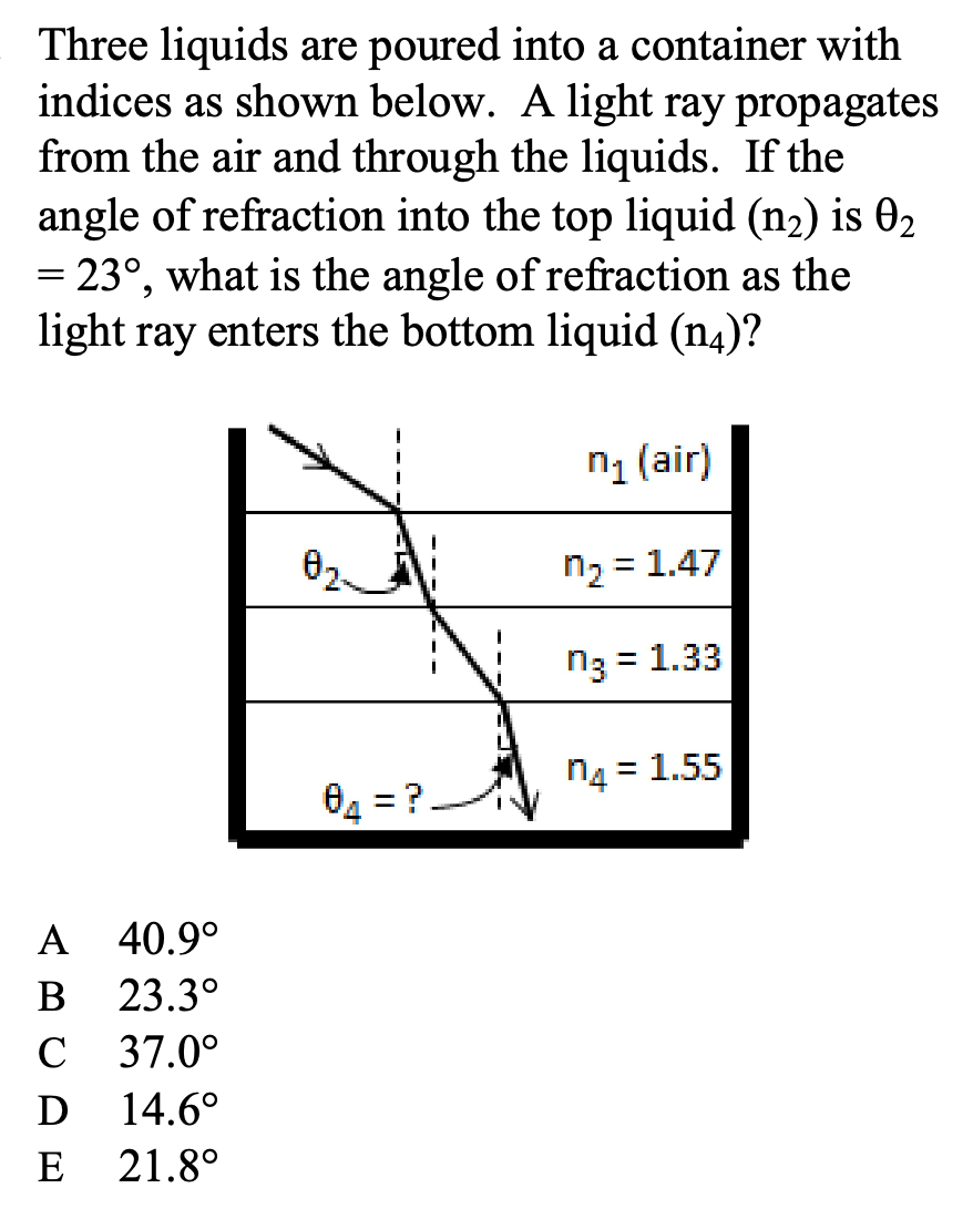 Solved Three liquids are poured into a container with | Chegg.com