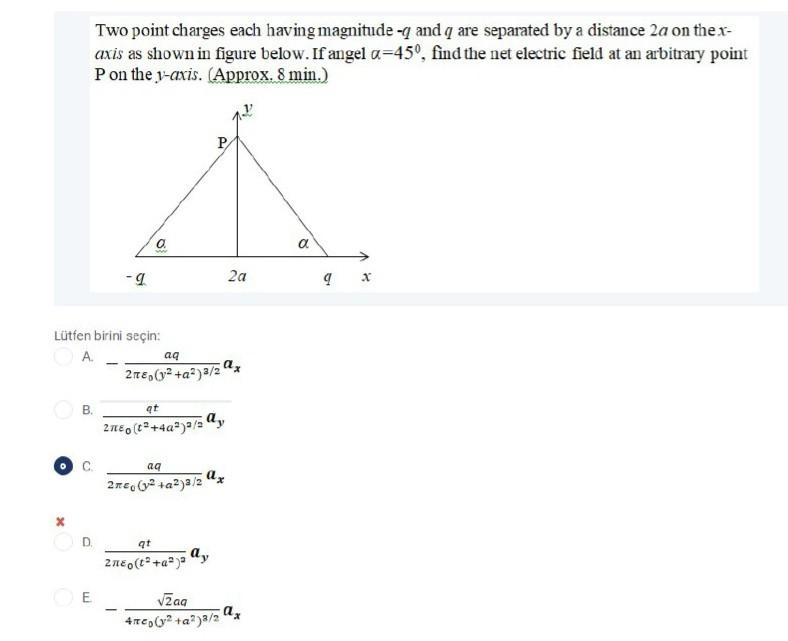 Solved Two point charges each having magnitude −q and q are | Chegg.com