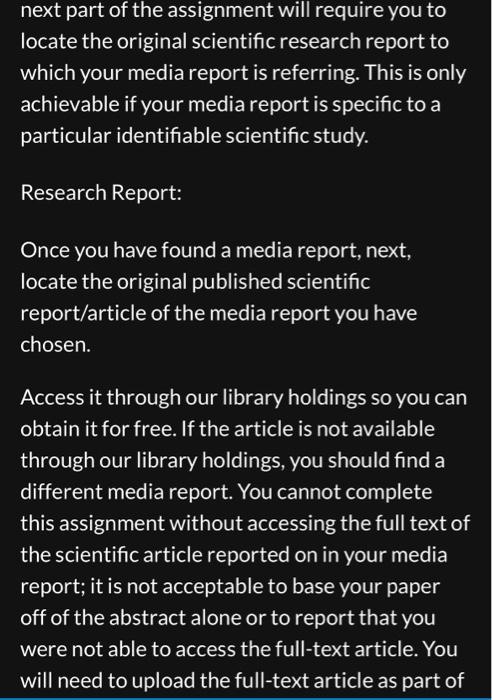 Solved Media Report: Find a media report of a scientific | Chegg.com
