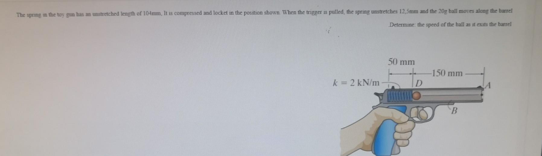 Solved The spring in the toy gun has an unstretched length | Chegg.com