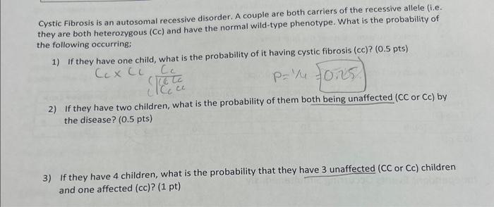 Solved Cystic Fibrosis is an autosomal recessive disorder. A | Chegg.com