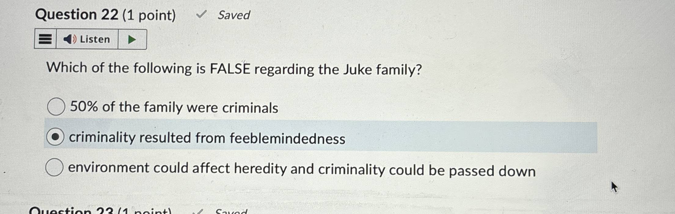 Solved Question 22 (1 ﻿point)Which of the following is FALSE | Chegg.com