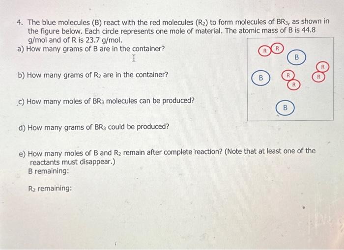 Solved 4. The blue molecules (B) react with the red | Chegg.com
