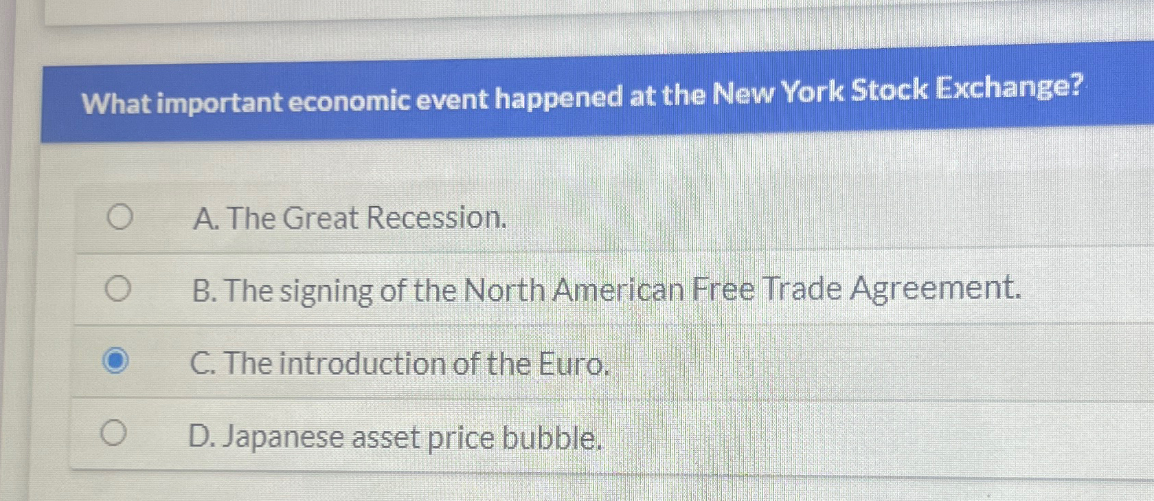 Solved What important economic event happened at the New | Chegg.com