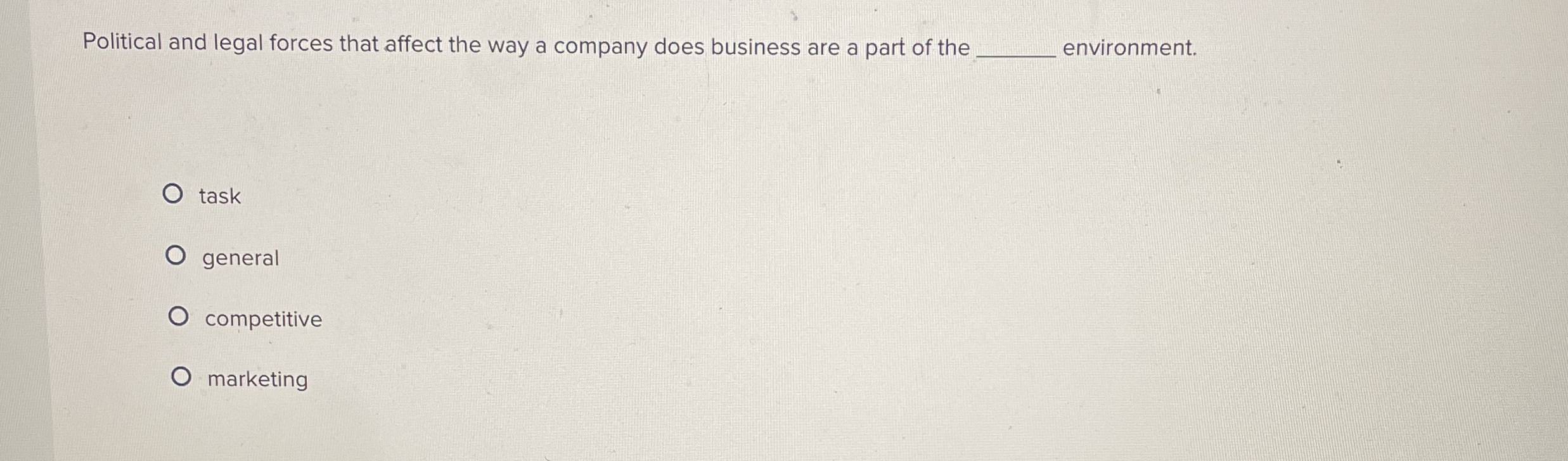 Solved Political and legal forces that affect the way a | Chegg.com