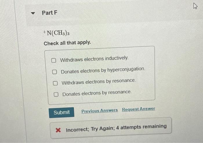 Solved Check all that apply. Withdraws electrons | Chegg.com