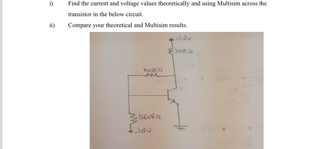 i) ﻿Find the current and voltage values theoretically | Chegg.com