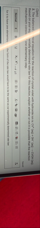 Solved (2pts)2. ﻿The balanced Based on your expnical | Chegg.com