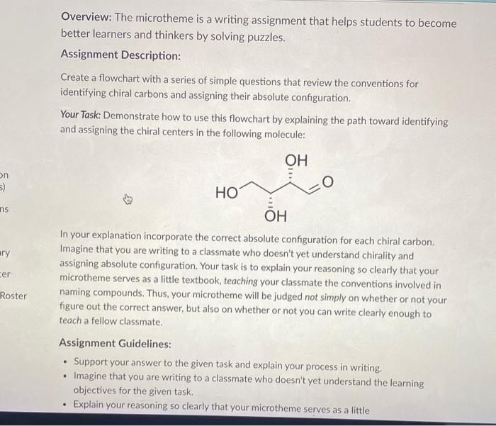 Solved Overview: The microtheme is a writing assignment that | Chegg.com