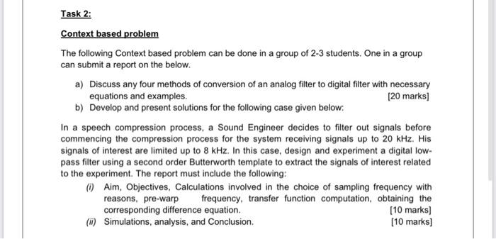 Context based problem The following Context based | Chegg.com