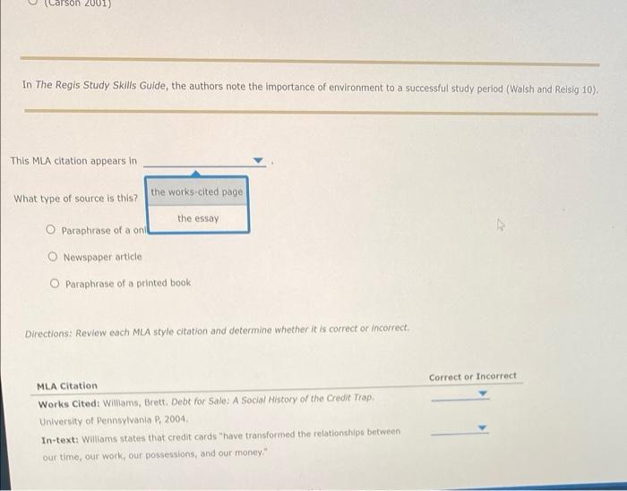 Solved Directions: Study the examples of MLA format and | Chegg.com