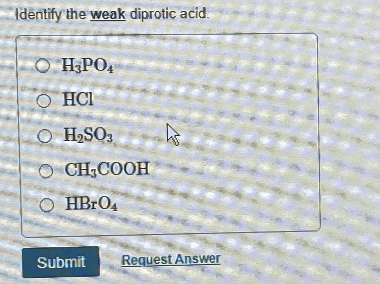 Solved Identify the weak diprotic | Chegg.com