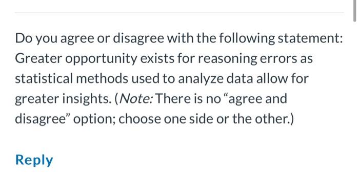 Solved Do you agree or disagree with the following | Chegg.com