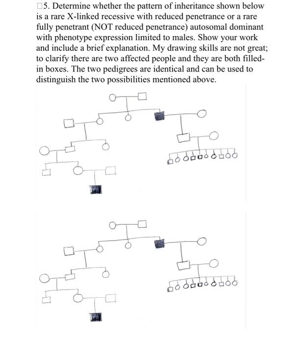 5. Determine whether the pattern of inheritance shown | Chegg.com
