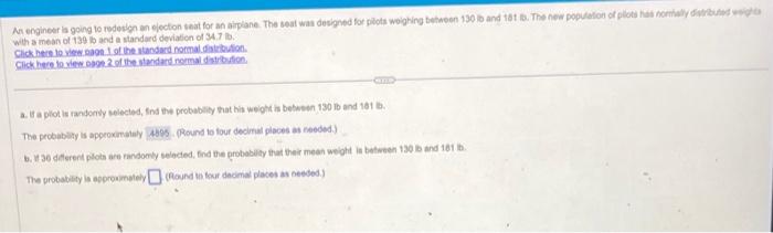 Solved wht a mean of 139 b and a standard deviation of | Chegg.com