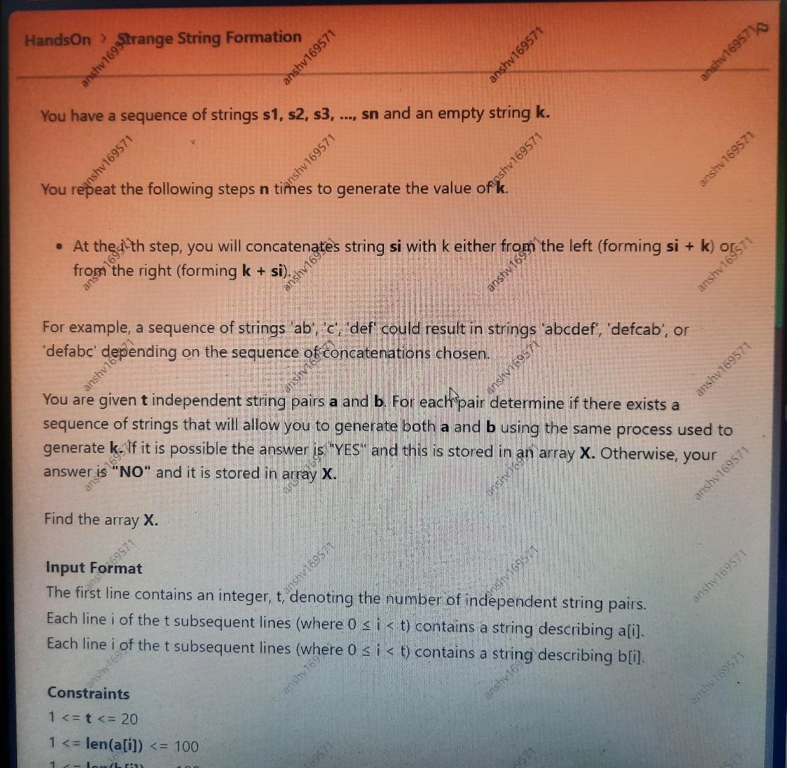 Solved Handson S Strange String Formationyou Have A 