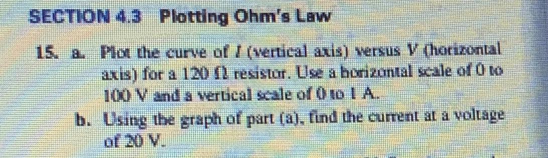 Solved SECTION 4.3 Plotting Ohm's Law\\n15. a. Plot the | Chegg.com