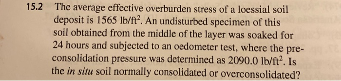 Solved 15.2 The average effective overburden stress of a | Chegg.com