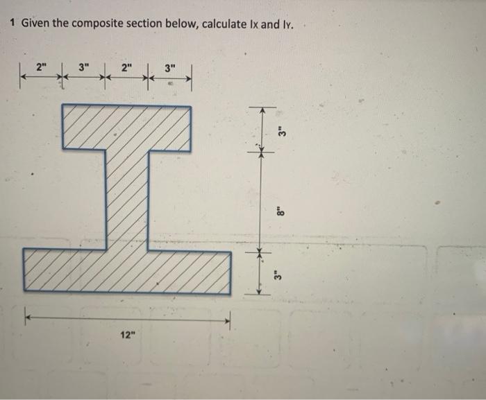 Solved 1 Given the composite section below, calculate Ix and | Chegg.com