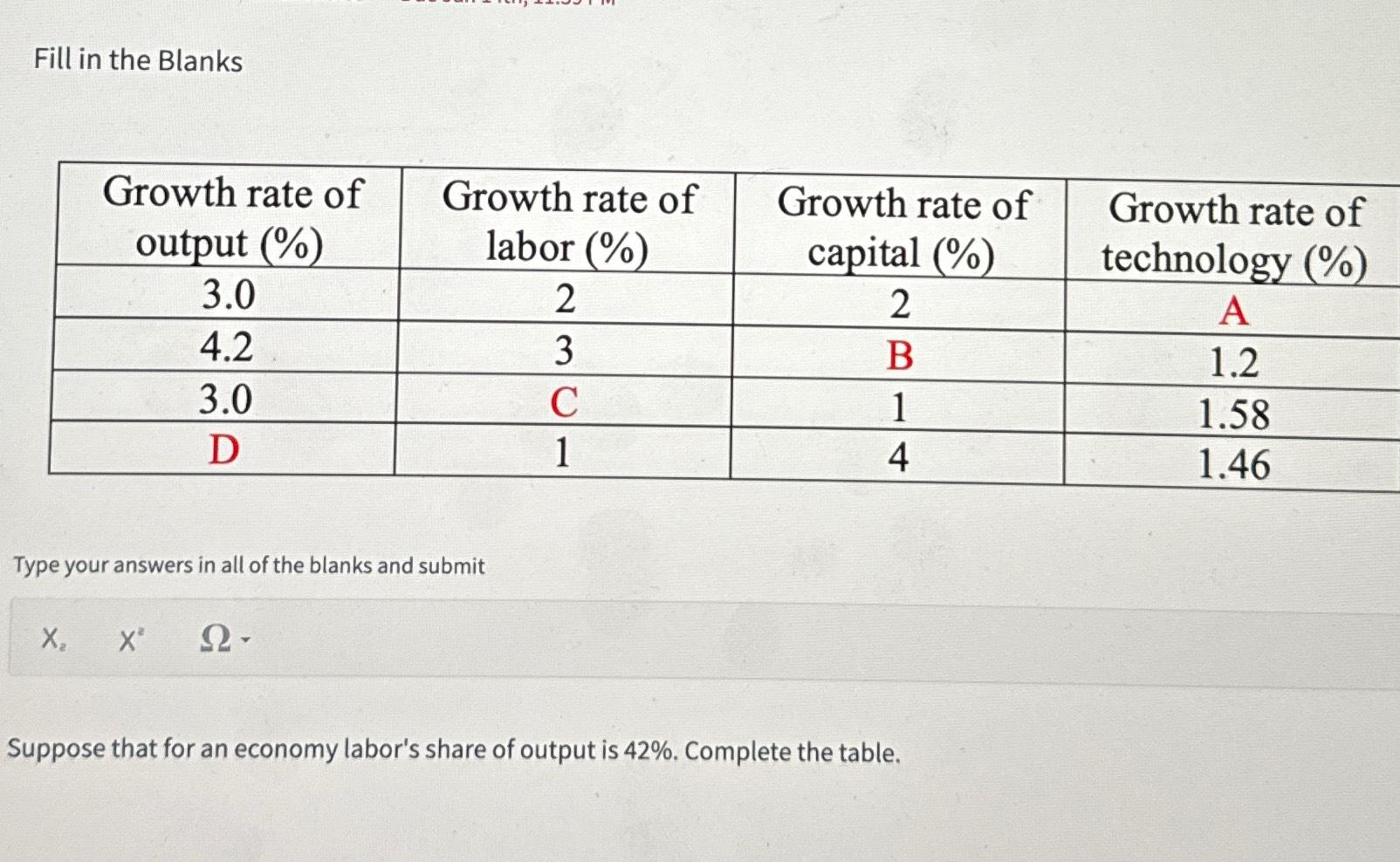 Solved Fill in the Blanks\table[[\table[[Growth rate | Chegg.com