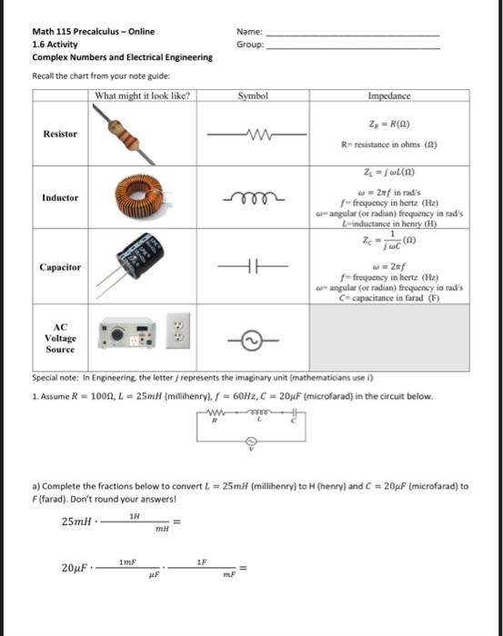Solved Math 115 Precalculus Online Name 1 6 Activity