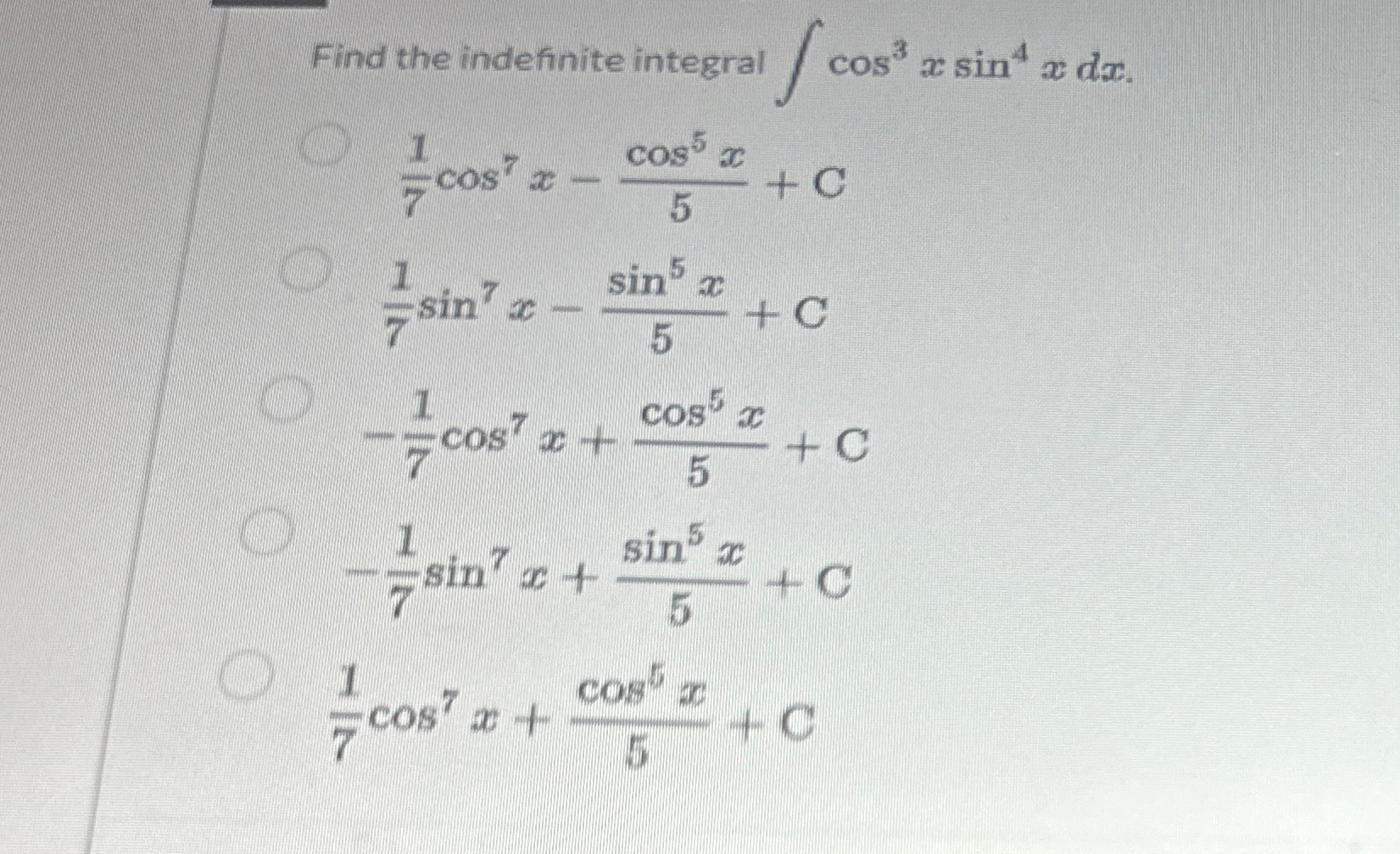 Solved Find the indefinite integral | Chegg.com
