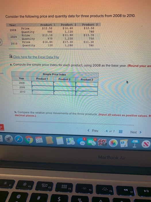 Solved Consider the following price and quantity data for | Chegg.com