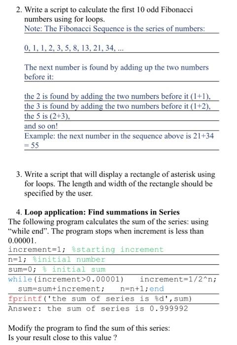 Solved 2 Write A Script To Calculate The First 10 Odd 6110