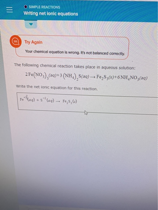 Solved O SIMPLE REACTIONS Writing net ionic equations Try | Chegg.com