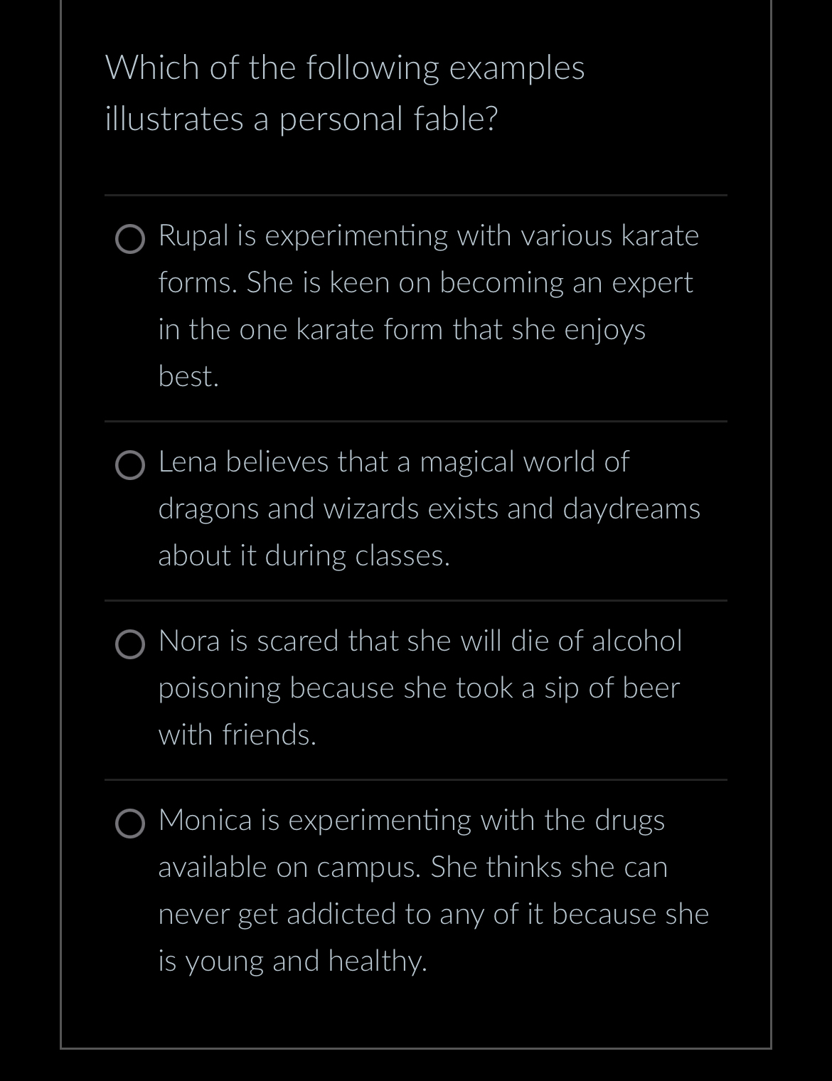 Solved Which of the following examplesillustrates a personal | Chegg.com