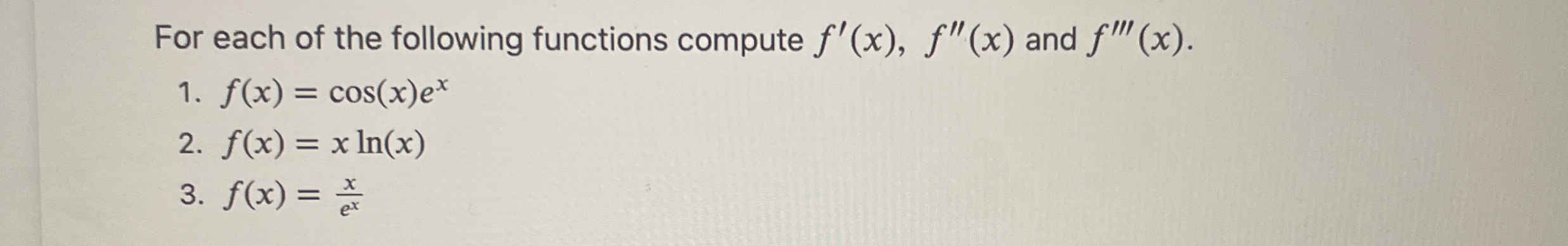 Solved For each of the following functions compute | Chegg.com