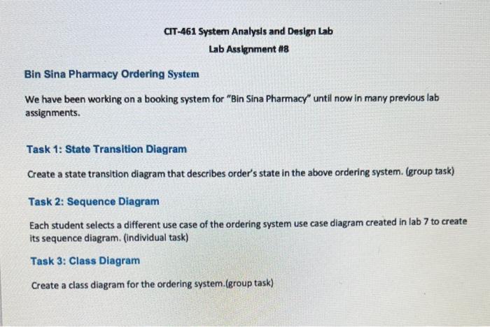 Solved CTT-461 System Analysis and Design Lab Lab Assignment | Chegg.com