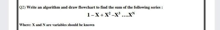 Solved Q2) Write an algorithm and draw flowchart to find the | Chegg.com