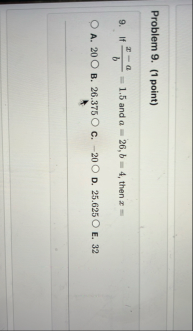 Solved Problem 9. (1 ﻿point)9. ﻿If x-ab=1.5 ﻿and a=26,b=4, | Chegg.com