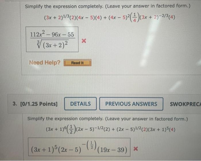 Solved Simplify the expression completely. (Leave your | Chegg.com