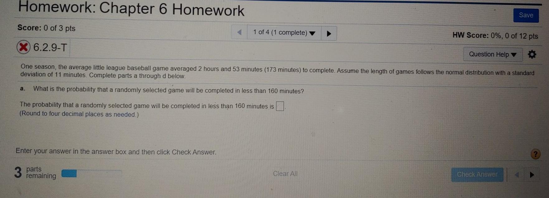 Solved Homework Chapter 6 Homework Save Score 0 Of 3 Pts 1