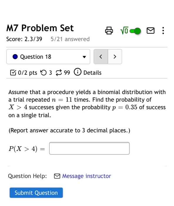 Solved M7 Problem Set Score: 2.3/39 5/21 answered 6 VO | Chegg.com